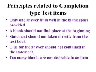 Types of Test Items...power point presentations | PPTX