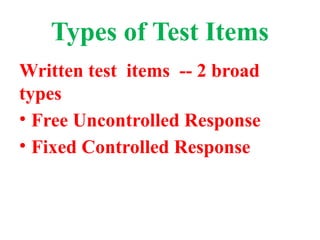 Types of Test Items...power point presentations | PPTX