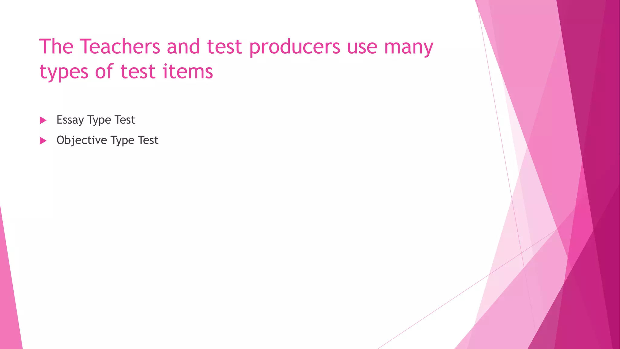 Types of test item | PPTX