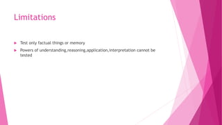 Types of test item | PPTX