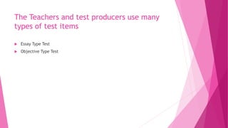 Types of test item | PPTX