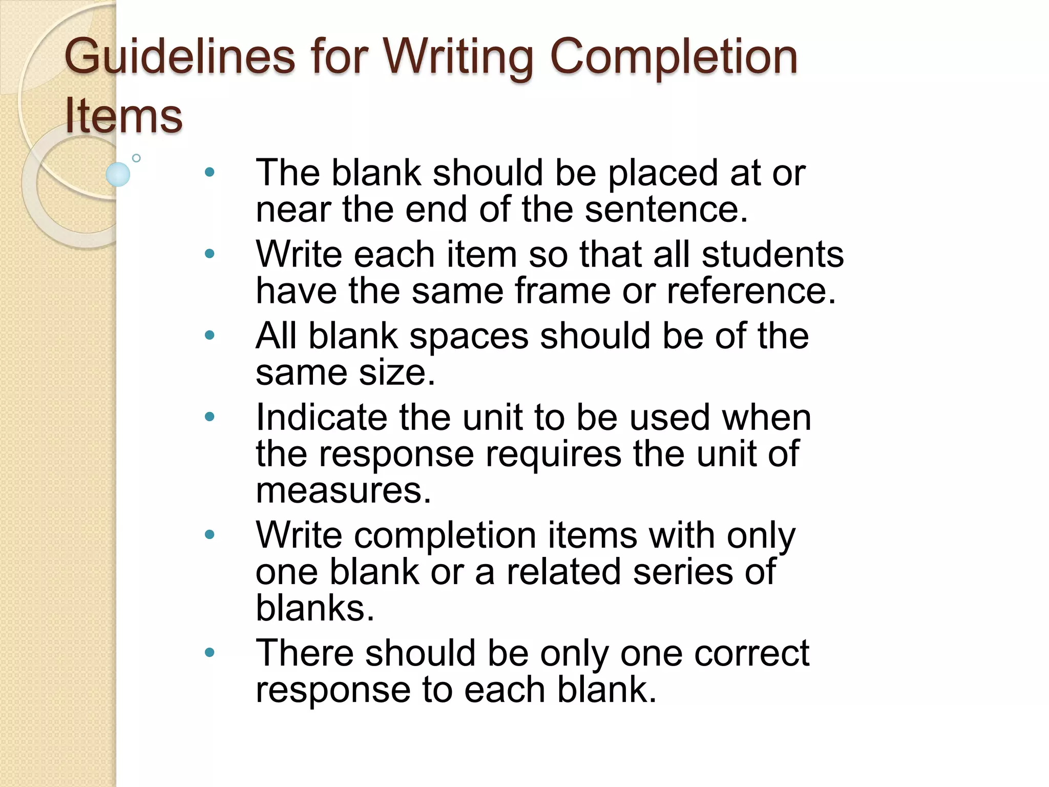 Types of test questions | PPTX