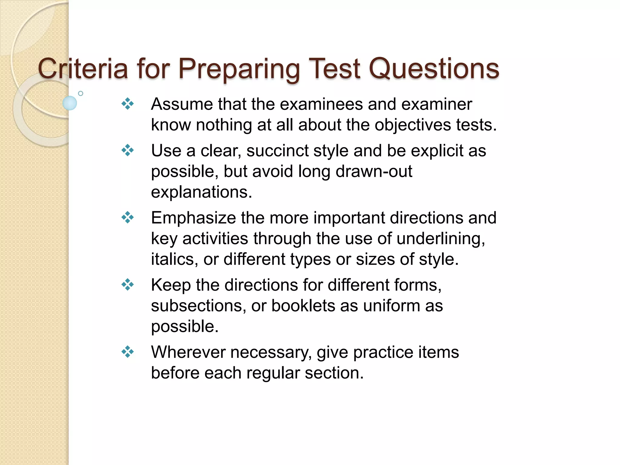 Types of test questions | PPTX