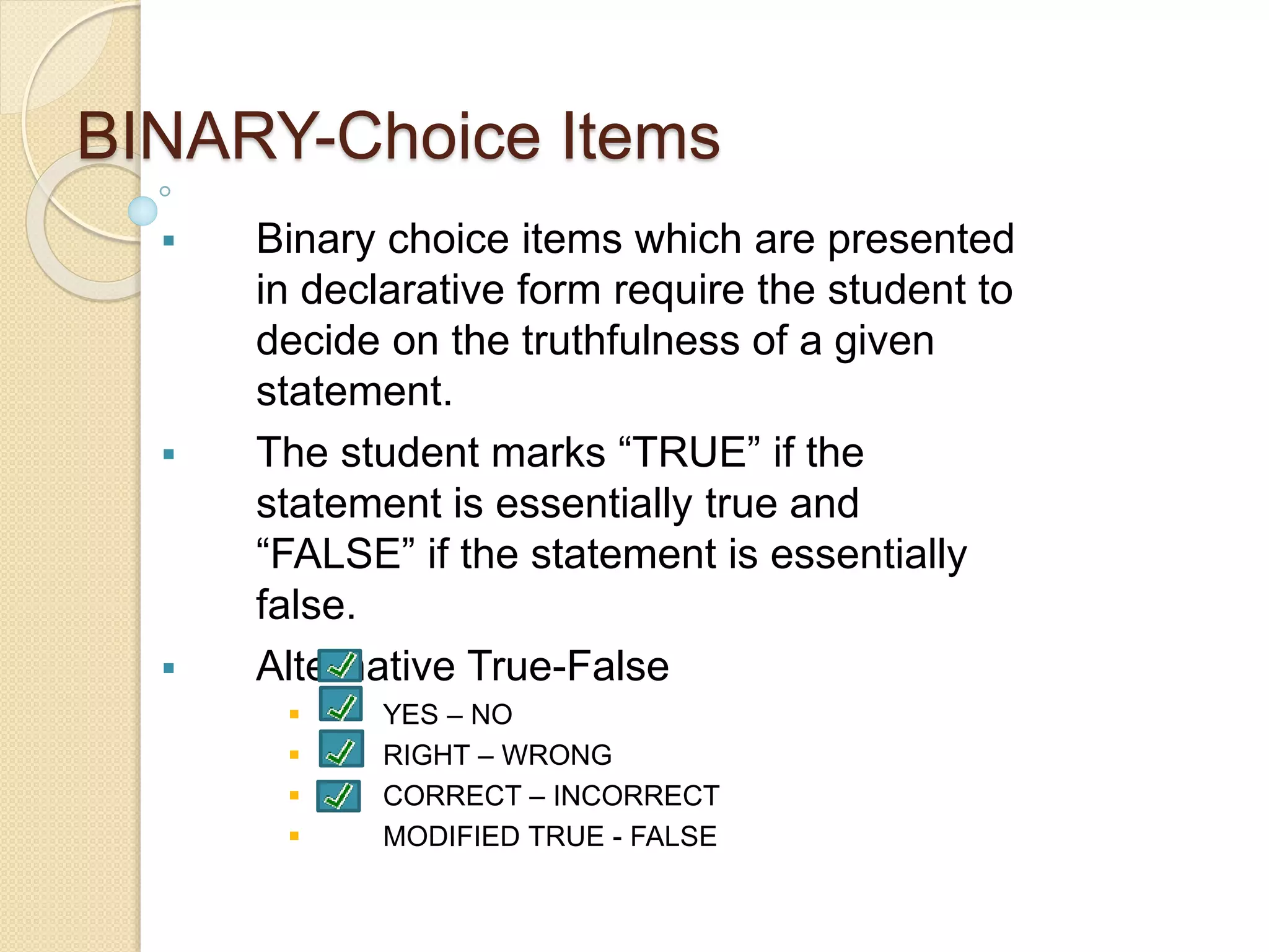 Types of test questions | PPTX