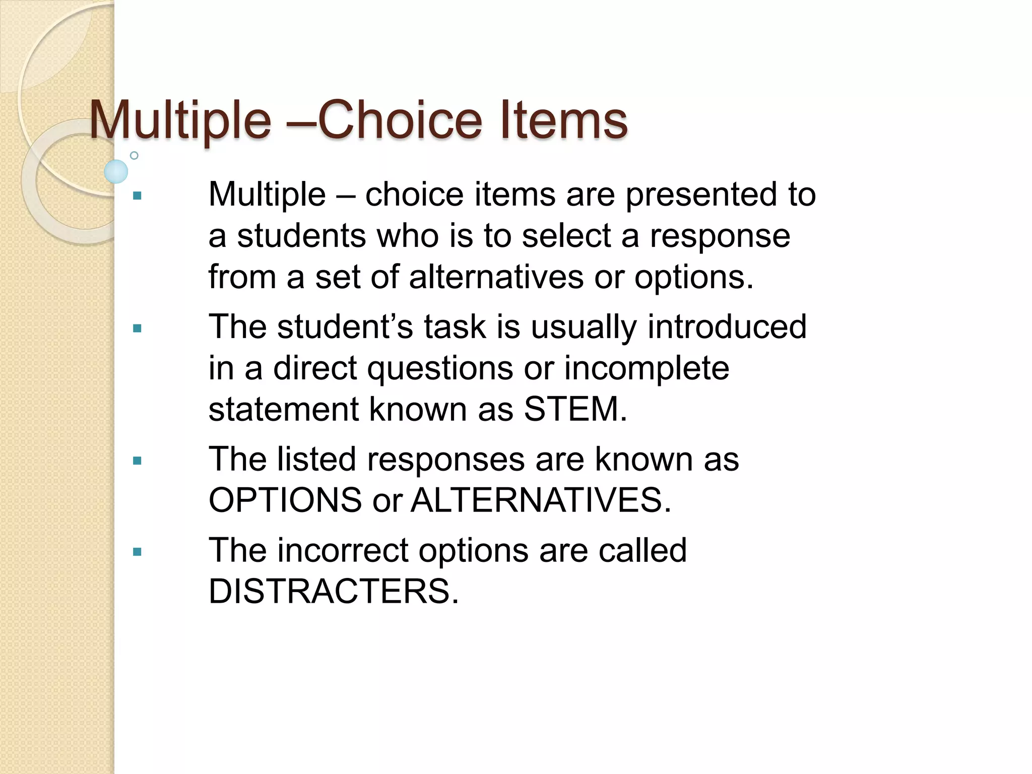 Types of test questions | PPTX