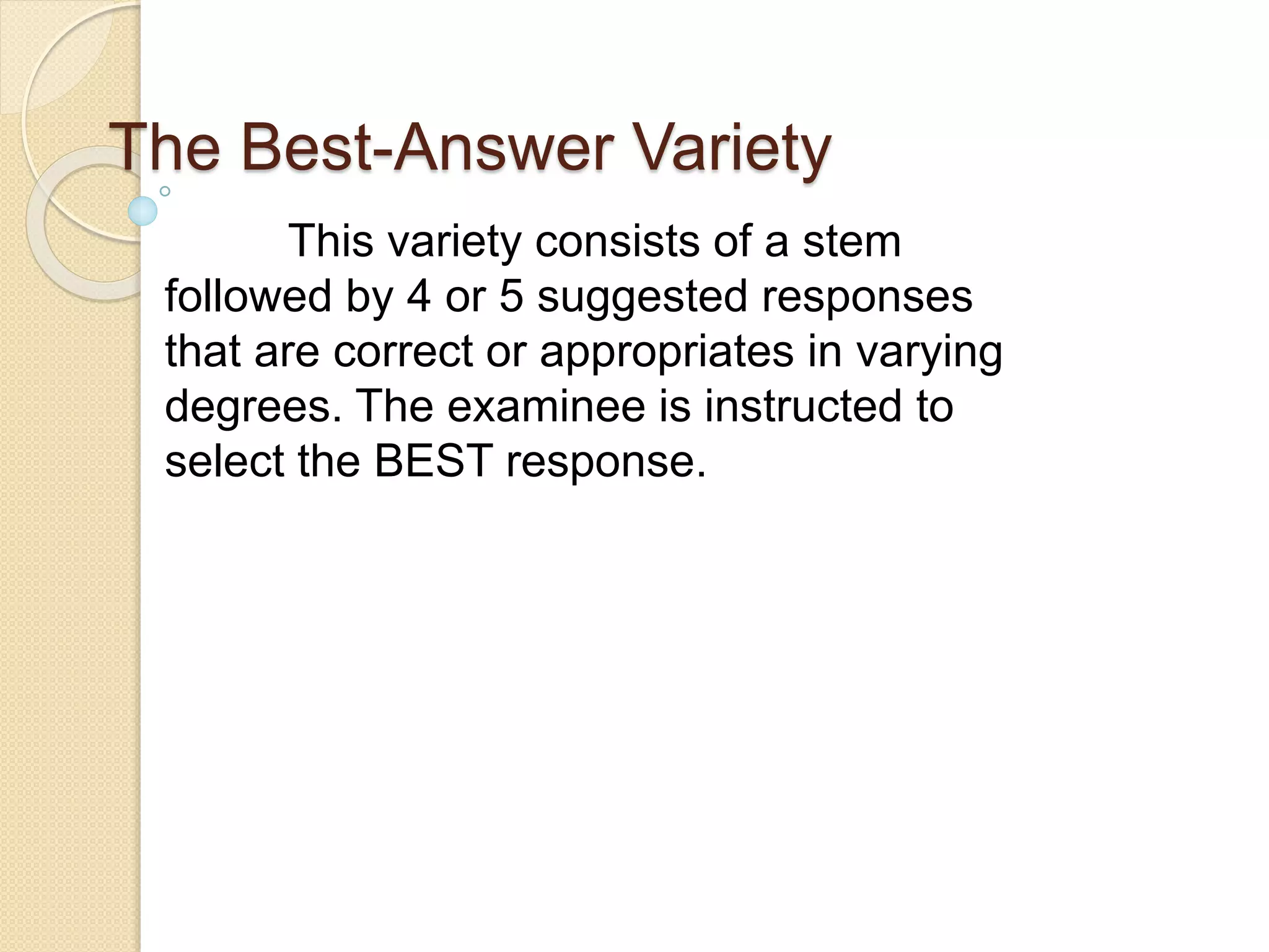 Types of test questions | PPTX