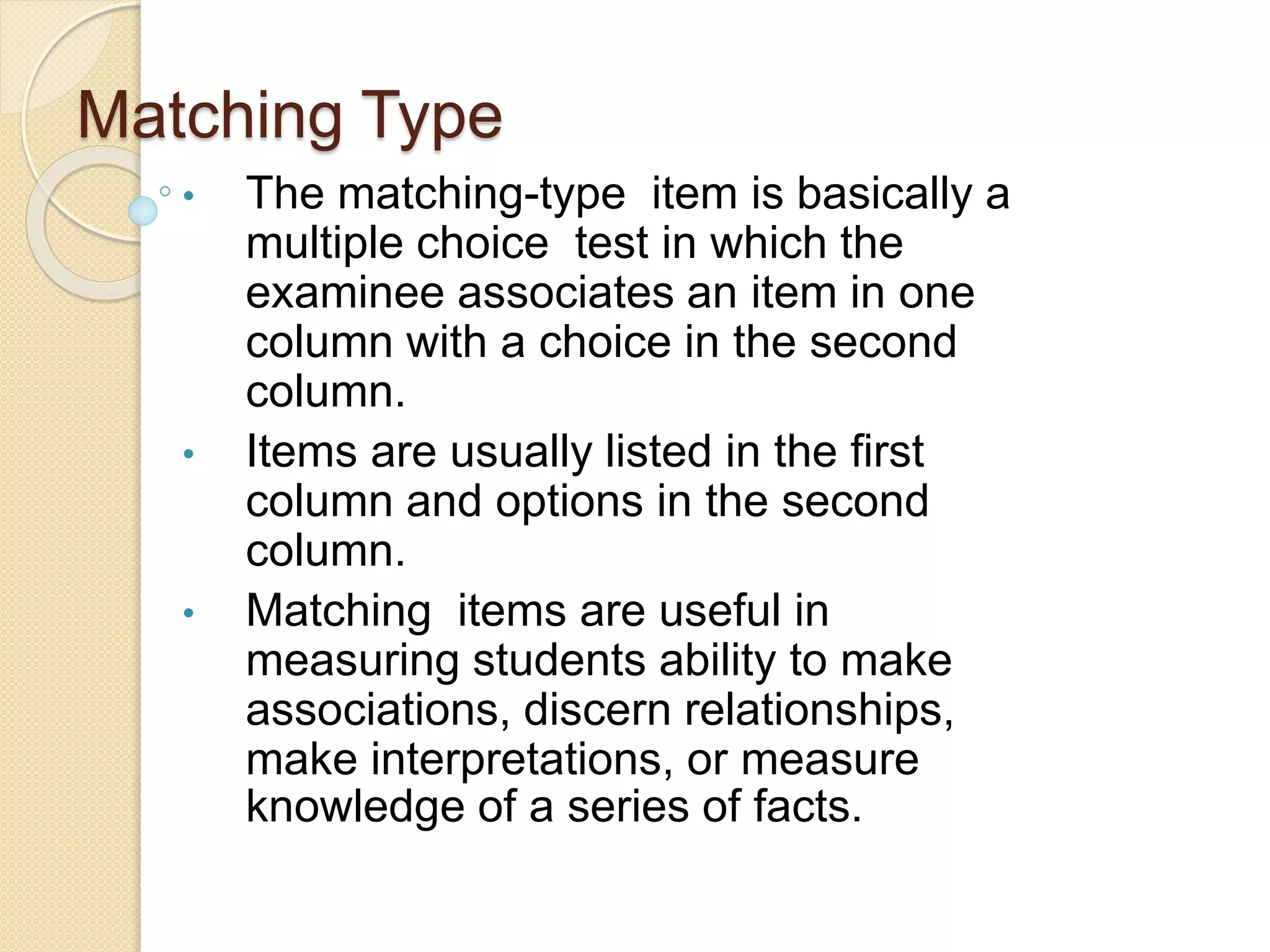 Types of test questions | PPTX