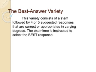 Types of test questions | PPTX