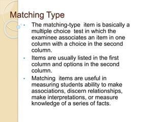 Types of test questions | PPTX