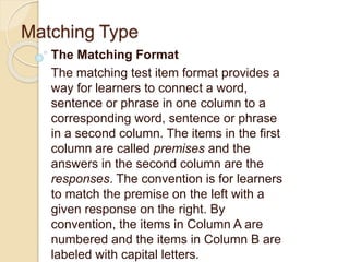 Types of test questions | PPTX