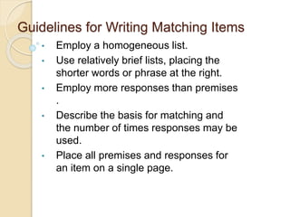 Types of test questions | PPTX