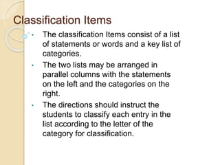 Types of test questions | PPTX