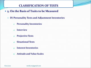 Types of tests in measurement and evaluation | PDF