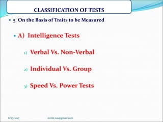 Types of tests in measurement and evaluation | PDF