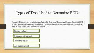 Types of Tests Used to Determine BOD.pptx | Chemistry | Science