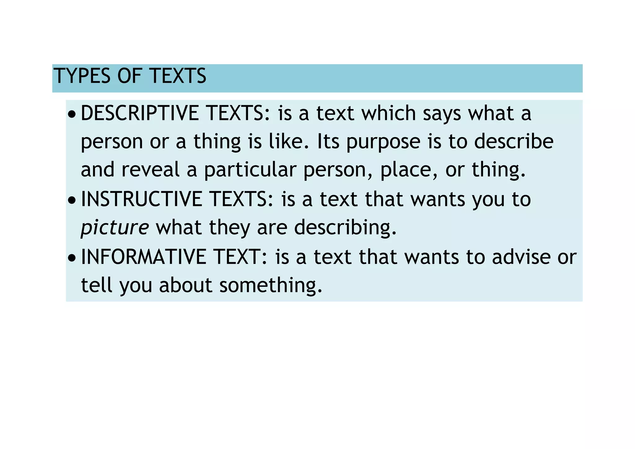 Types of texts | PPT