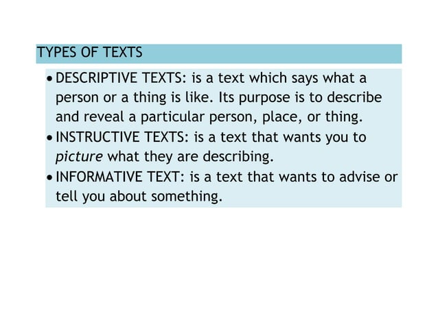Types of texts | PPT