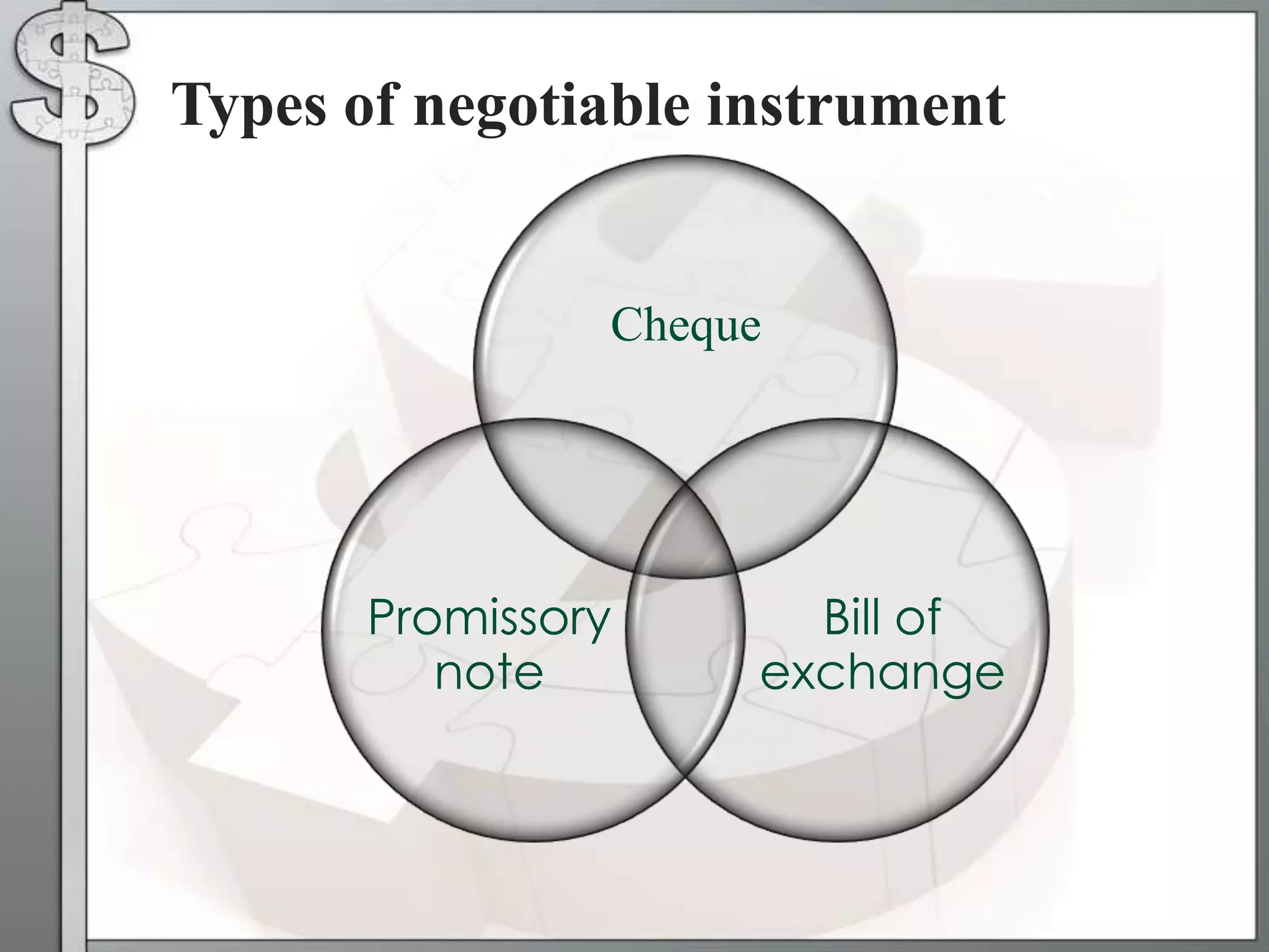 Types of the negotiable instruments | PPTX