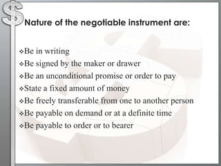 Types of the negotiable instruments | PPTX