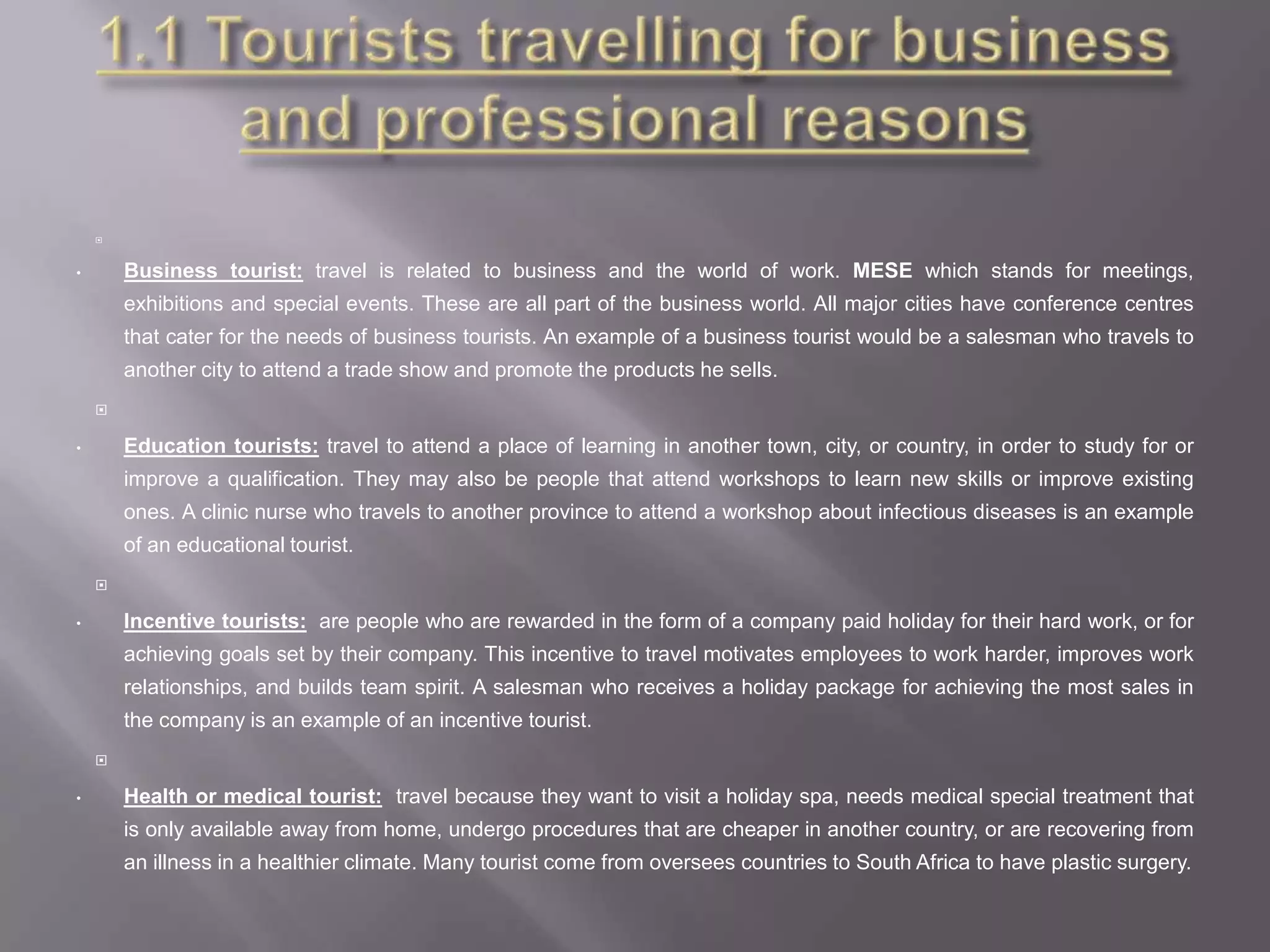Types of tourist | PPTX