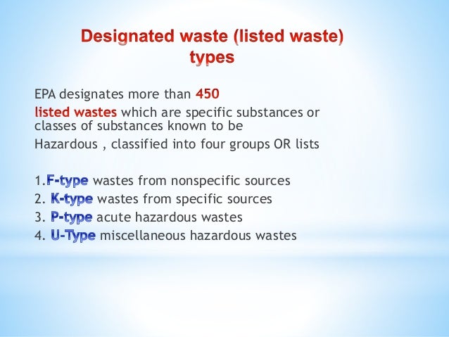 Types of toxic and hazardous waste
