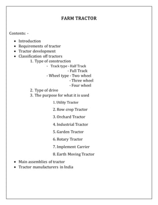 Types of tractors kvg | DOCX