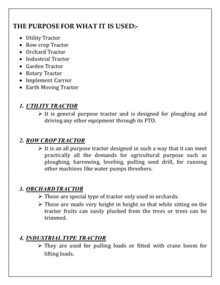 Types of tractors kvg | DOCX