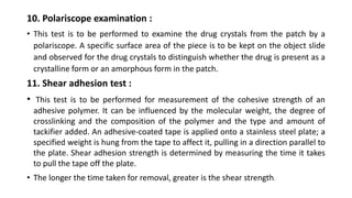 Types of transdermal drug delivery system & evaluation dds | PPTX