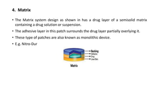 Types of transdermal drug delivery system & evaluation dds | PPTX