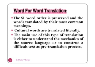 Types of Translation, By Dr. Shadia Yousef Banjar | PPT