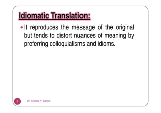 Types of Translation, By Dr. Shadia Yousef Banjar | PDF
