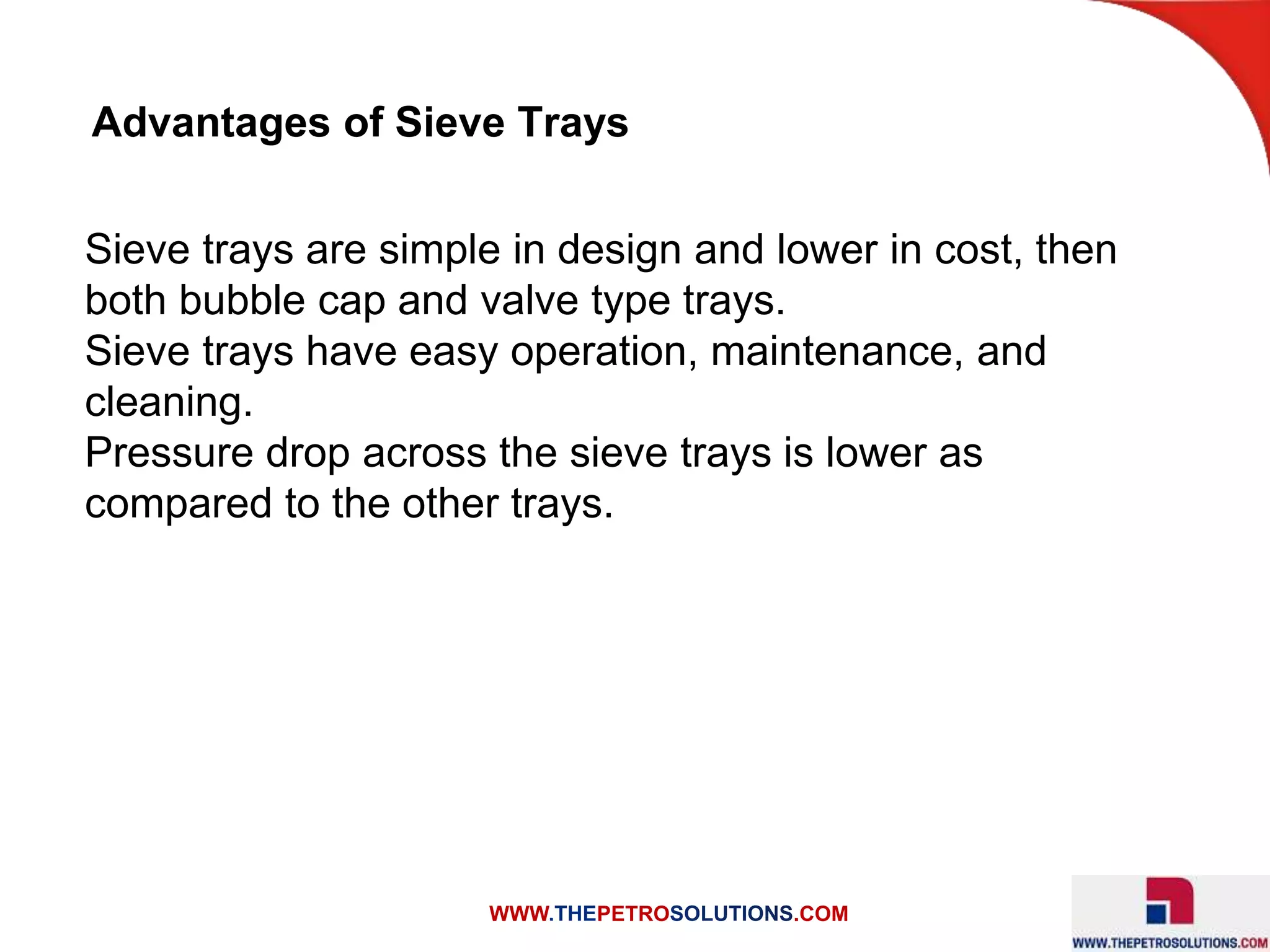 Types of trays in distillation tower | PPTX