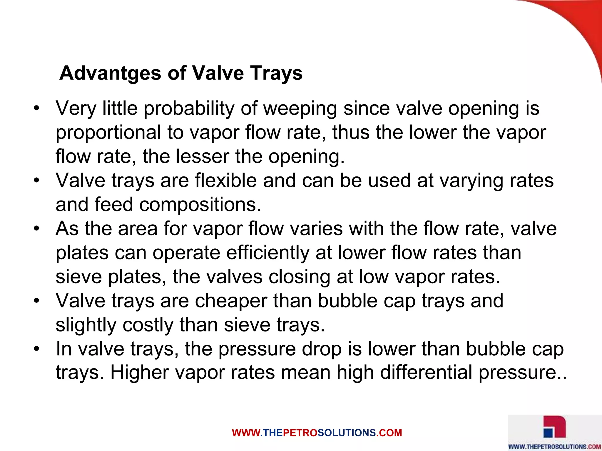 Types of trays in distillation tower | PPTX