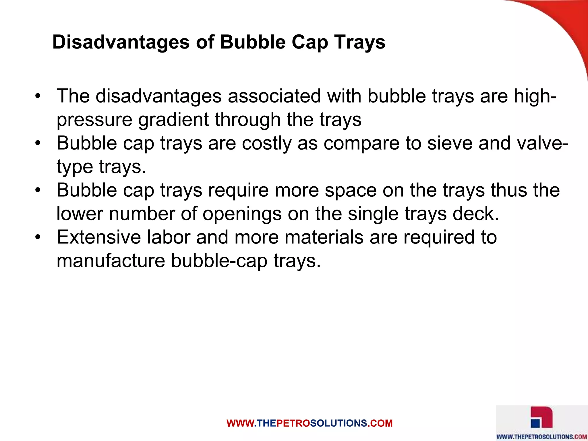 Types of trays in distillation tower | PPTX