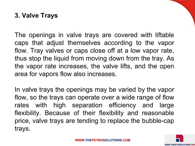 Types of trays in distillation tower | PPTX