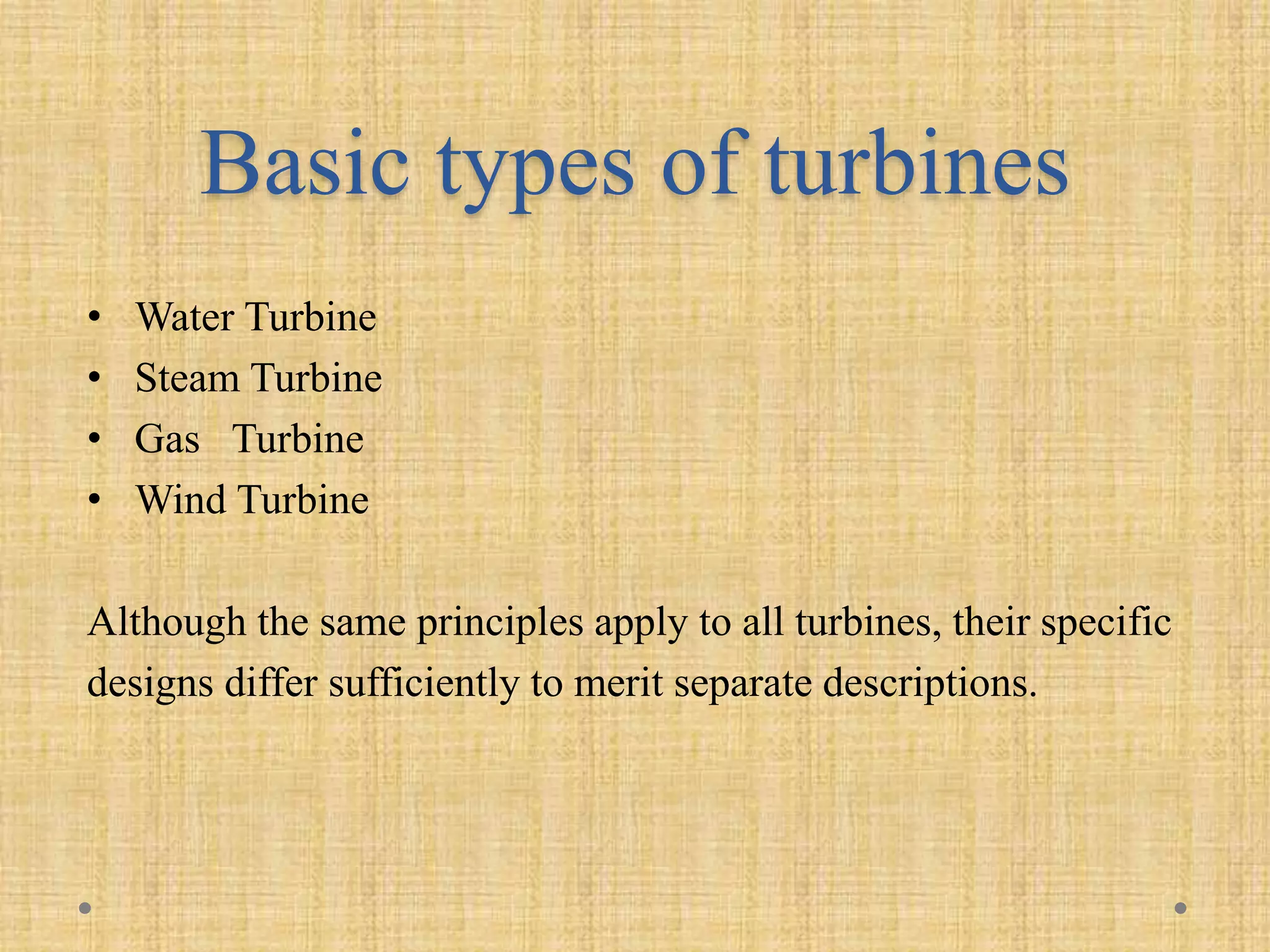 Types of turbine & thier application | PPTX