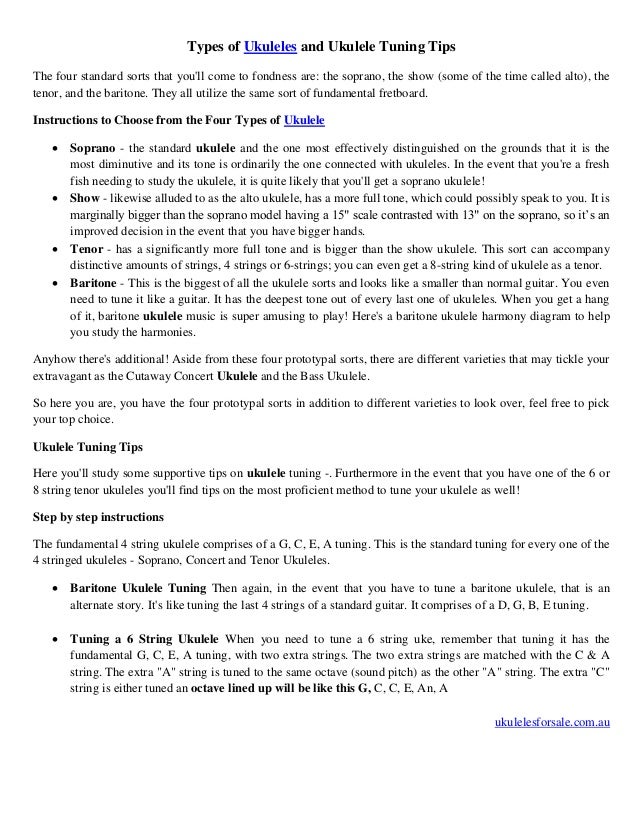 Types of ukuleles and ukulele tuning tips | PDF Types of ukuleles and ukulele tuning tips | PDF