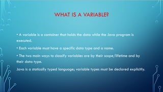 Types of Variables in Java programming for problem solving | PPTX