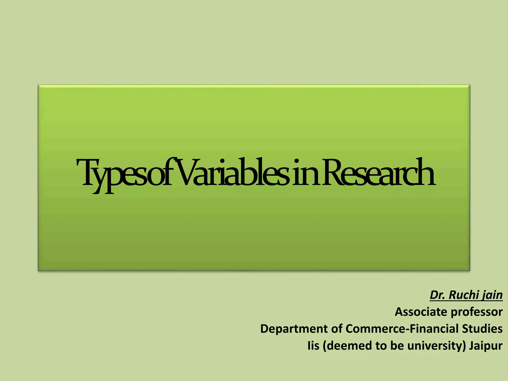 Types of variables in research | PPTX | Education
