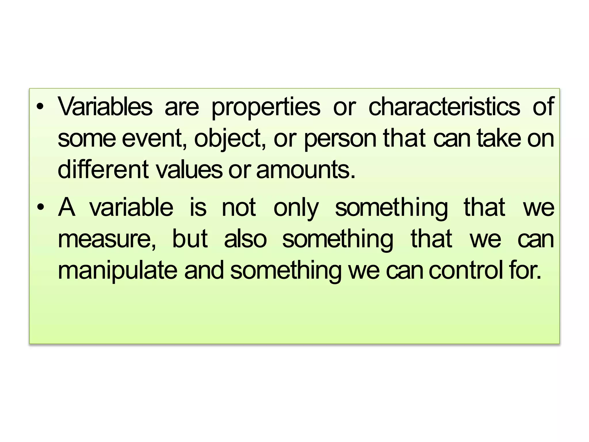 Types of variables in research | PPTX | Education