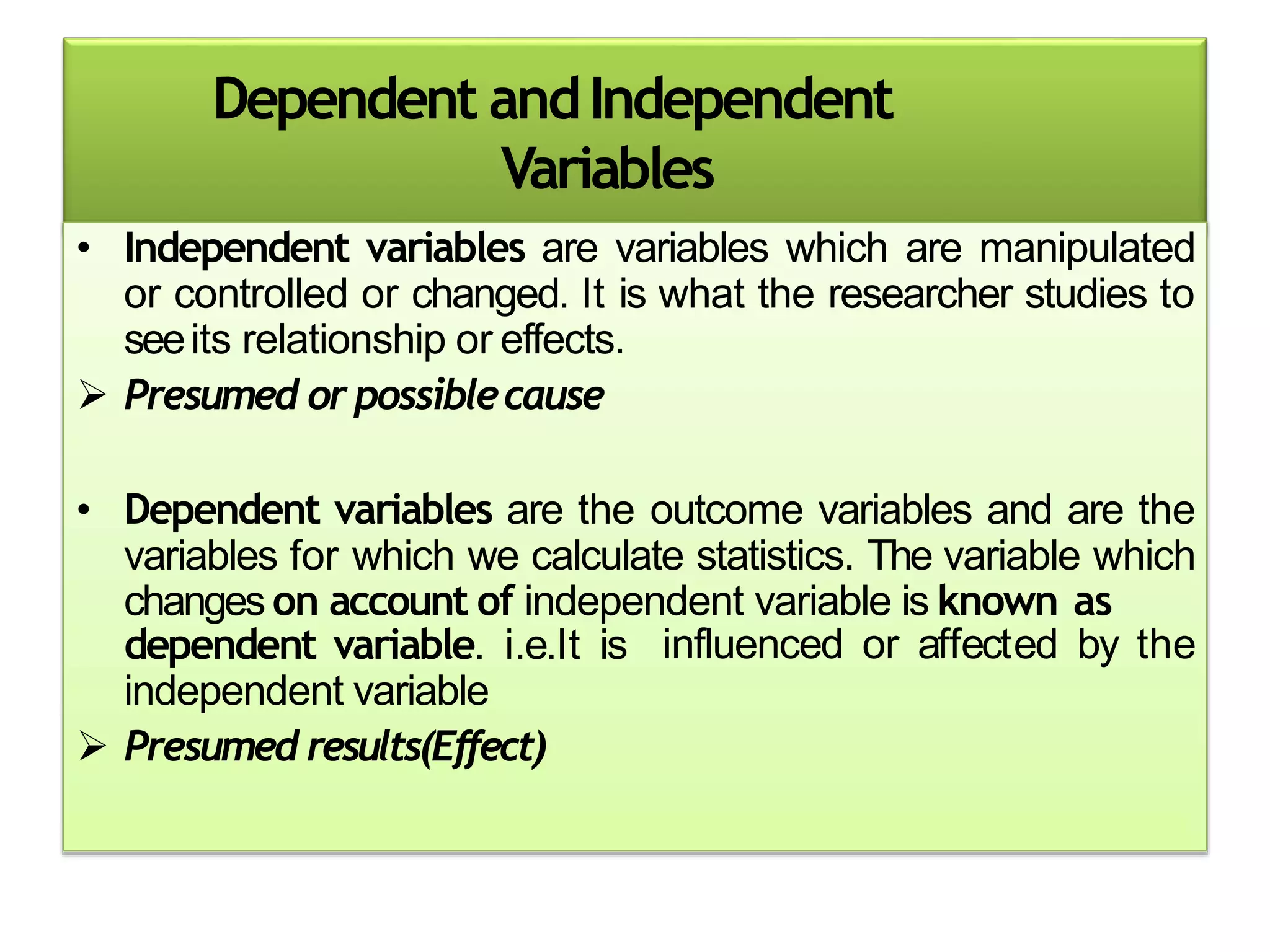 Types of variables in research | PPTX | Education