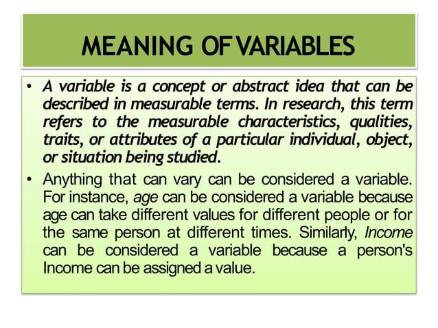 Types of variables in research | PPTX | Education