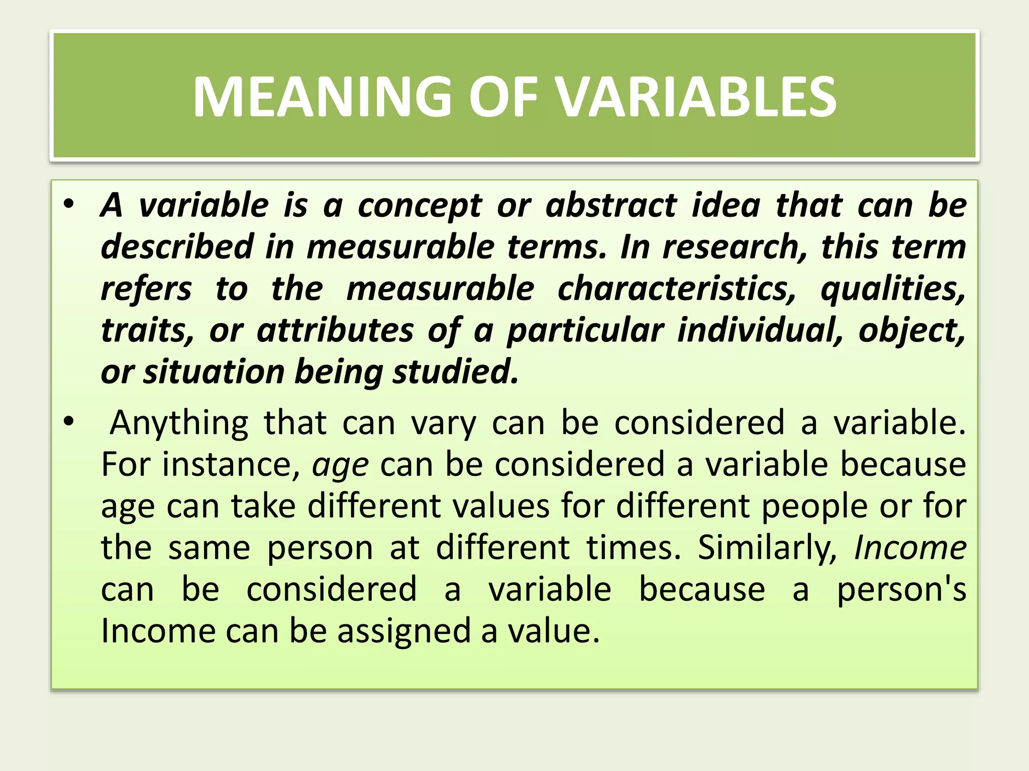 Types of variables in research | PPTX