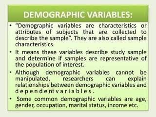 Types of variables in research | PPTX