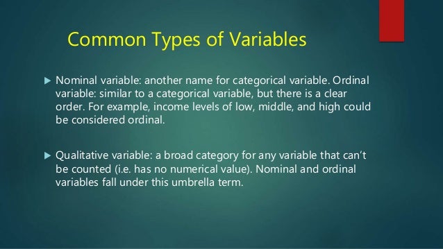 Types of variables in statistics
