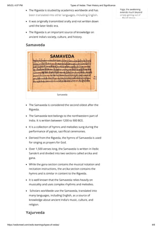 types of vedas | PDF | Hinduism | Religion & Spirituality