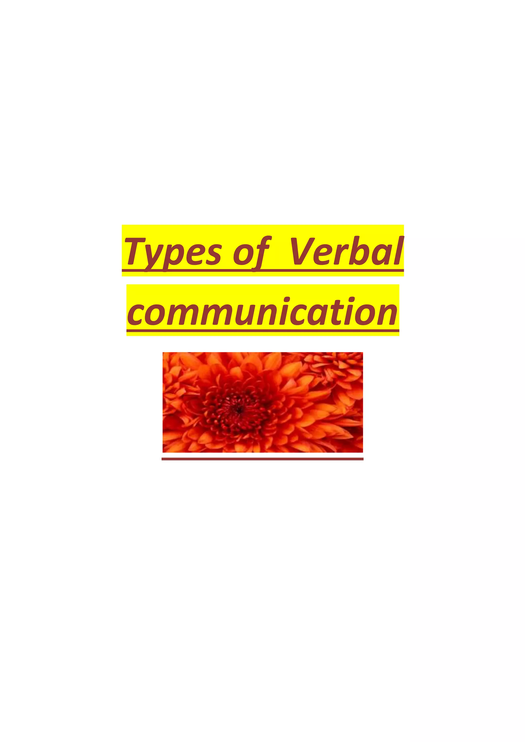 Types of verbal communication manju ppt | PDF