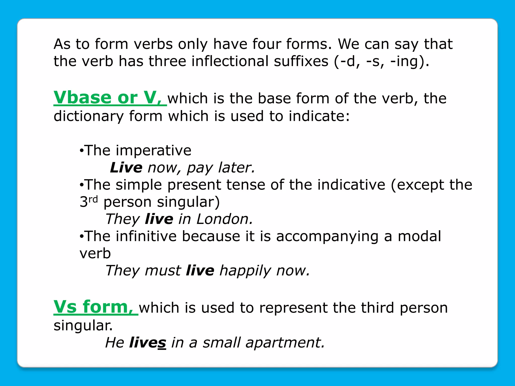 Types of verbs according to form | PPTX