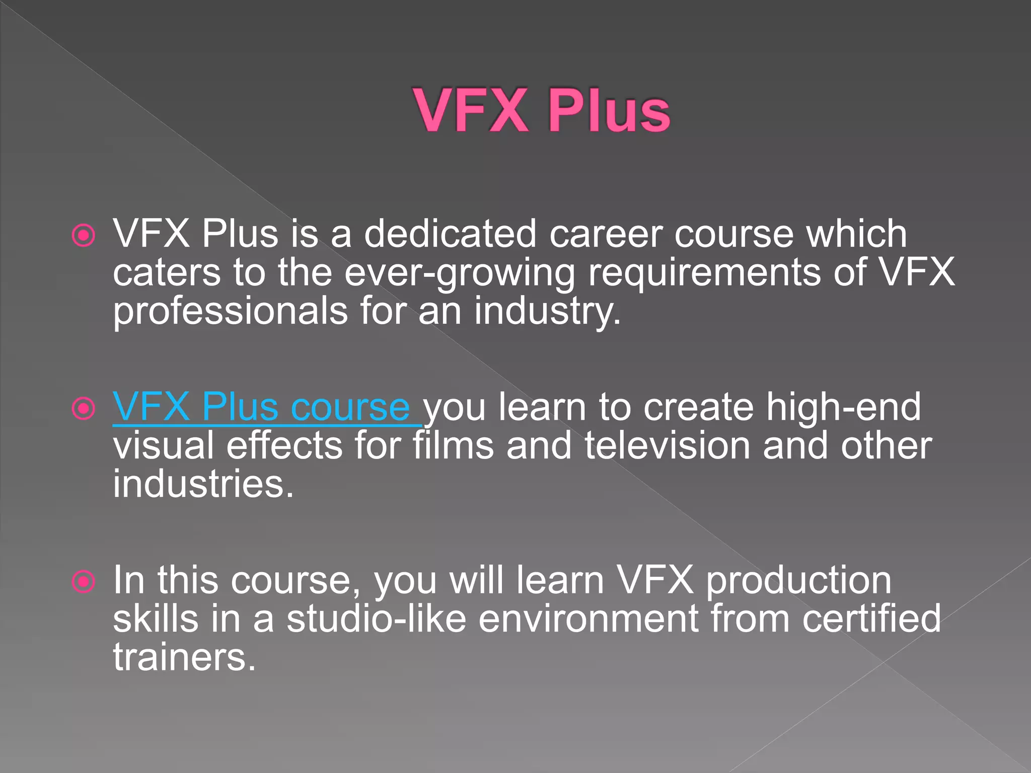 Types of vfx animation courses | PPTX | Computer Animation | Computer ...