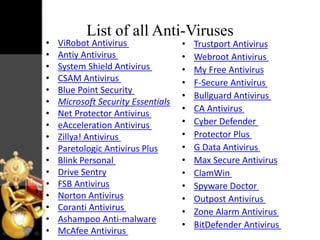 Types of Virus & Anti-virus | PPTX